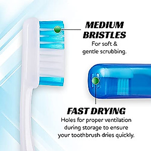 Lingito Travel Toothbrushes, Mini Toothbrush with Toothbrush Cover, Camping Toothbrush, Travel Size Toothbrush with Toothbrush Case Portable Toothbrush, Adults Travel Toothbrush Kit (Adult, 3)