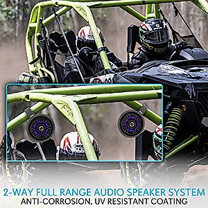 Pyle Waterproof Marine Wakeboard Tower Speakers - 4 Inch Dual Subwoofer Speaker Set w/LED Lights & Bluetooth for Wireless Music Streaming - Boat Audio System w/Mounting Clamps PLMRLEWB47BB