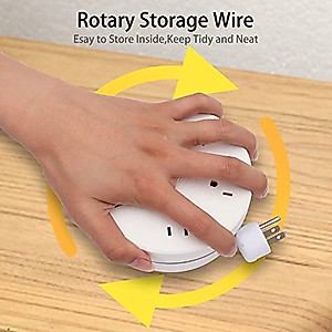 enheng Power Strip,5.9Ft(About 1.8 Meters) Surge Protector with 4-Outlet & 2 USB Charging 5.9Ft Ports Can Stretch Extension Cord, Wall Mountable Overload Protection Outlet for Home & Office, White