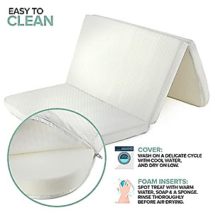 Stock Your Home Foldable Travel Pack n Play Mattress Pad with Bag, Waterproof Portable Mini Crib Mattresses, Baby Bed Playpen Memory Foam Topper, Playard Pen Accessories, Traveling Case Included