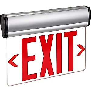 Garrini LED Emergency Exit Sign with Backup Battery UL Certified Wall Ceiling Mounting Acrylic Clear Replaceable Panel Removable Indicator Arrows, Fire Resistant GSEL-200SR