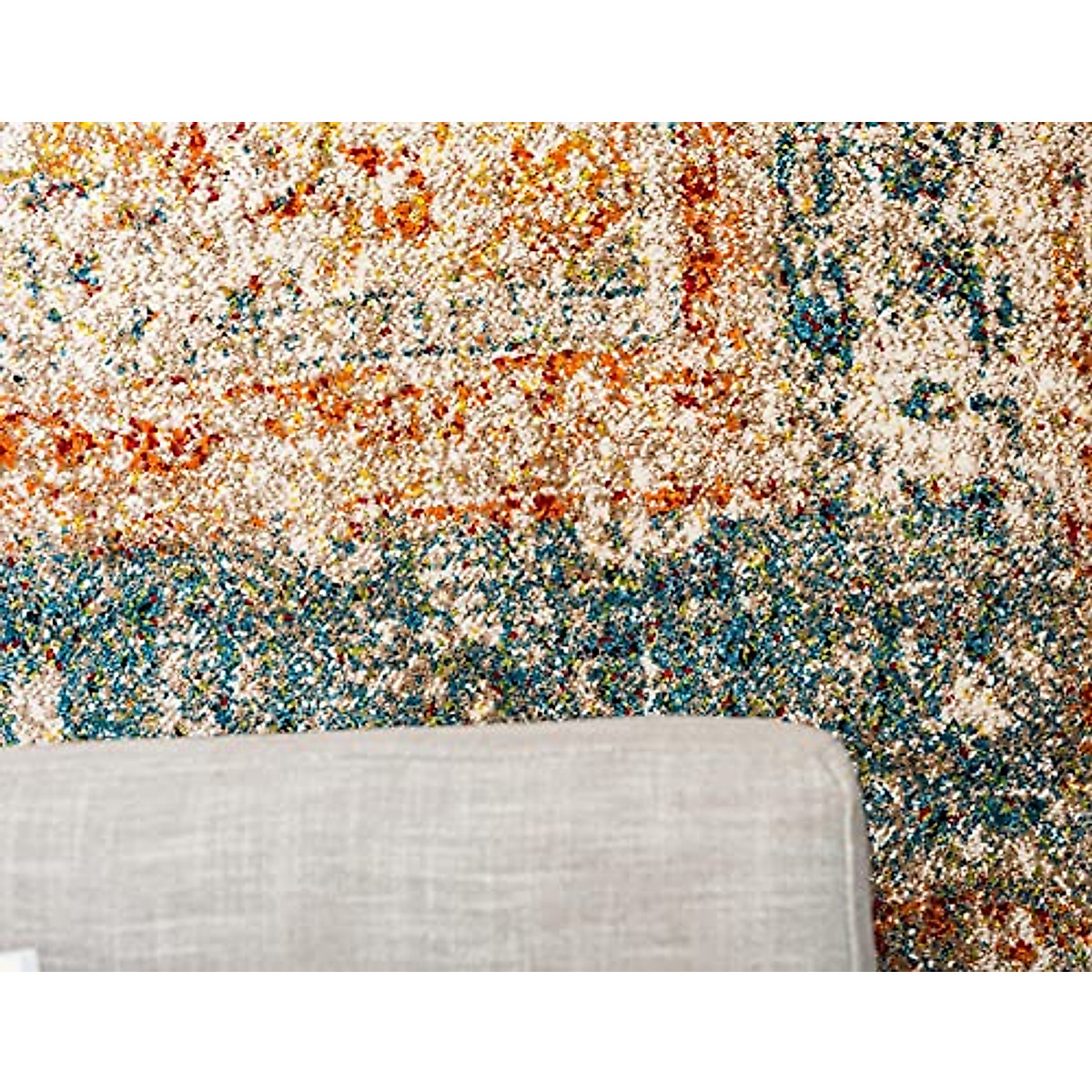 Unique Loom Rosso Collection Vintage, Traditional, Bohemian, Border, Distressed, Southwestern Area Rug, 4' 0" x 6' 0", Blue/Ivory