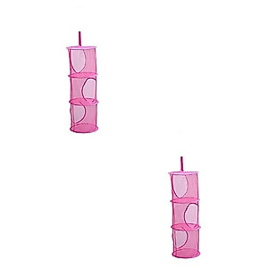 ibasenice 2pcs hanging clothes drying rack collapsible drying rack for clothes foldable laundry rack toy storage basket folded mesh clothes foldable clothes drying rack hanging storage net