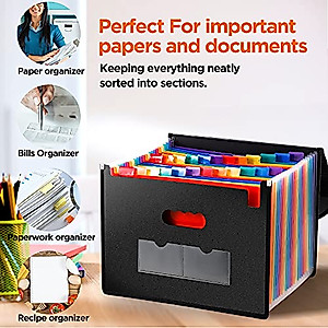 Large Accordion File Organizer, 24 Pockets Legal File Folder, Expanding File Folder for Legal/Letter/A4 Size Papers, Receipt, Bills, Important Documents