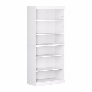 Palace Imports 100% Solid Wood 6-Shelf Bookcase, White, 32" w x 72" h, Renewable Eco-Friendly Wood, Made in Brazil