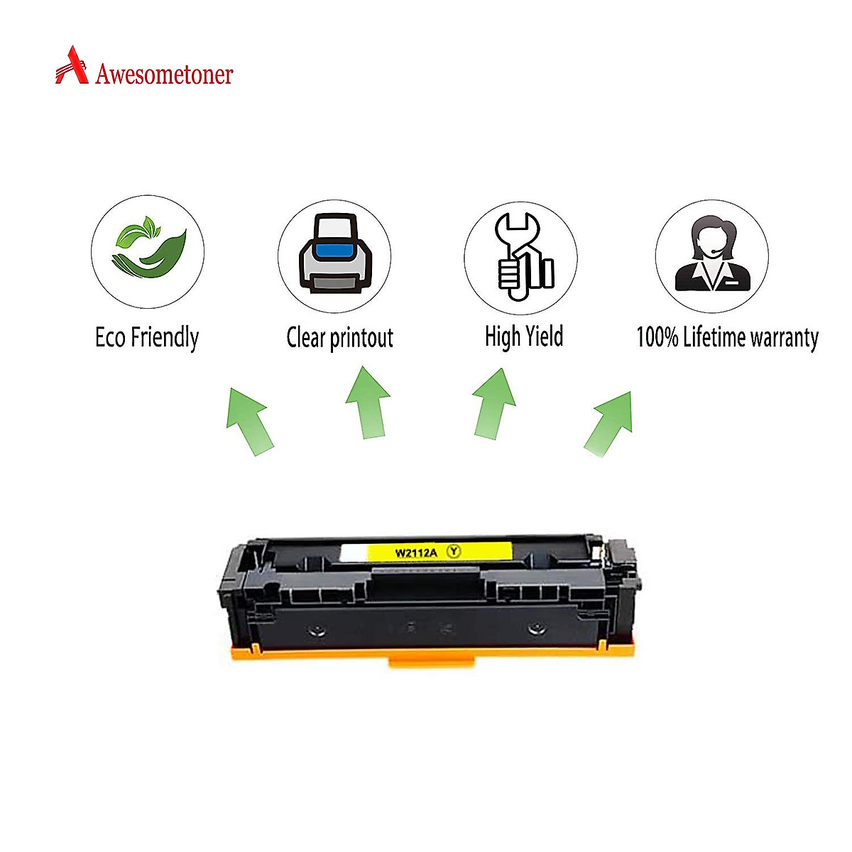 Awesometoner Compatible Toner Cartridge Replacement for HP 206A W2112A use with Color Laserjet Pro M255, M255dw, MFP M282, M282nw, MFP M283, M283cdw, M283fdw - NO CHIP (Yellow, 1-Pack)