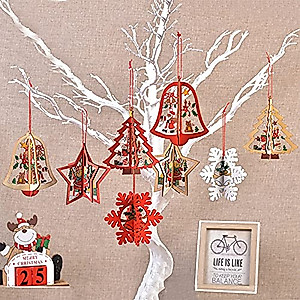 IAMAGOODLADY Christmas Decorations,Christmas Tree Pendant Hanging Home Ornament Christmas Decoration,Wooden Hollow Three-Dimensional Snowflake Ornament 50% Percent Stuff