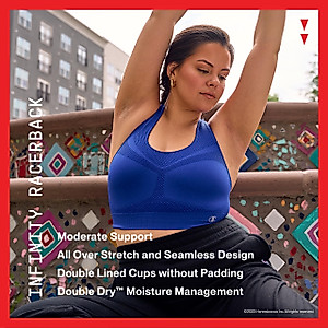Champion, Infinity Racerback, Moderate Support, Seamless Sports Bra for Women, Asphalt, Large