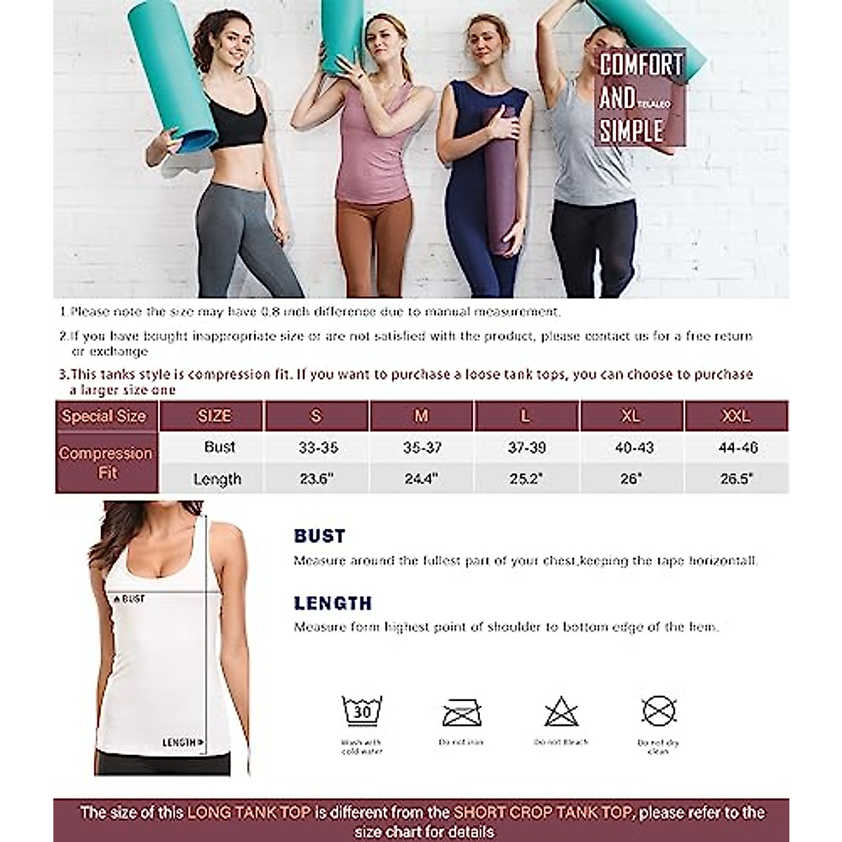 TELALEO 5 Pack Workout Tank Tops for Women, Athletic Racerback Sports Tank Tops, Compression Sleeveless Dry Fit Shirts Black/Grey/White/Light Grey/Purple M/02