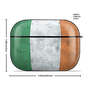 Compatible with Airpods Pro Case Cover 2019 - Irish Flag Pattern, Protective Case for Apple AirPod Charging with Keychain Shockproof for Girls Women Men - Black