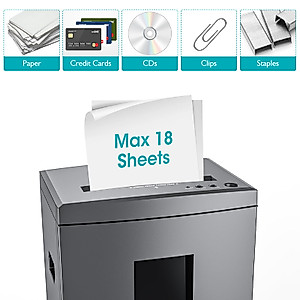 WOLVERINE 18-Sheet 60 Mins Running Time Cross Cut High Security Level P-4 Heavy Duty Paper/CD/Card Ultra Quiet Shredder for Home Office with 6 Gallons Pullout Waste Bin SD9113 (Grey ETL)