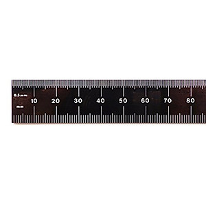 PEC Tools 300 mm Metric Black Chrome,"high-Contrast" Machinist Ruler with Markings .5 mm, mm Both Sides