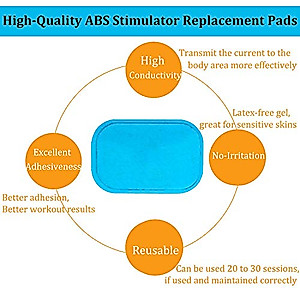 KASBEE ABS Gel Pads, 50PCS Muscle Stimulator Pads Replacement for Ultimate Muscle EMS Toner Abdominal Belt Belly Thigh Flab Arm Leg Waist Workout Trainer Machine