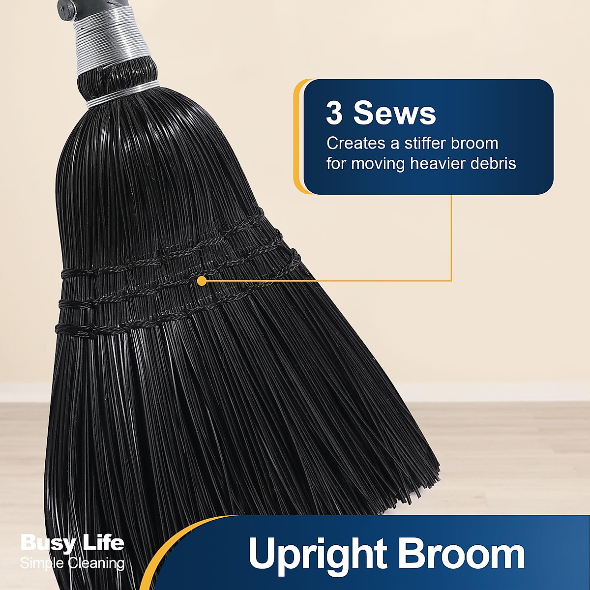 Yocada Heavy-Duty Broom Commercial Indoor Outdoor Broom 55.5 inch Tall for Courtyard Garage Lobby Mall Market Floor Home Office Leaves Stone Dust Rubbishb Black