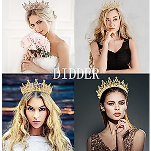 Didder Crowns for Women Rhinestone Crown Tiara, Tiaras and Crowns for Women, Tiaras for Girls Gold Crown for Girls Elegant Princess Crown Tiara with Combs Wedding Bridal Tiara Birthday Prom Party