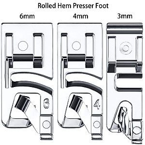 Boao Narrow Rolled Hem Sewing Machine Presser Foot Set Suitable for Household Multi-Function Sewing Machines 3 mm, 4 mm and 6 mm (3)