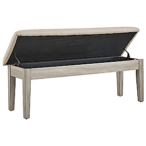 Signature Design by Ashley Parellen Upholstered Storage Dining Bench, Beige