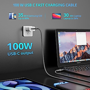XYYZYZ USB C to USB C Cable [6.6 ft 2 Pack ] 100W 5A PD QC Type C Fast Charging Cable Nylon Braided Type C Charging Cord Compatible with MacBook Pro, iPad Pro, iPad Air 4, Galaxy -Grey