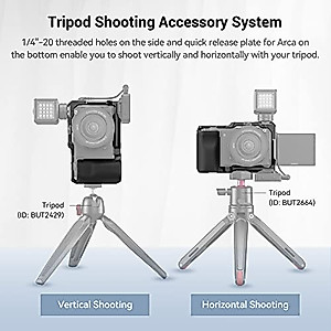 SMALLRIG ZV-E10 Cage with Silicone Handle and Built-in Threaded Holes, Cold Shoe and Quick Release Plate for Sony ZV-E10-3538