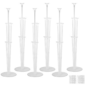Voircoloria 6 Sets Balloon Stand Kits, Balloon Sticks with Base for Table Centerpieces Graduation Birthday Baby Shower Gender Reveal Party Decorations