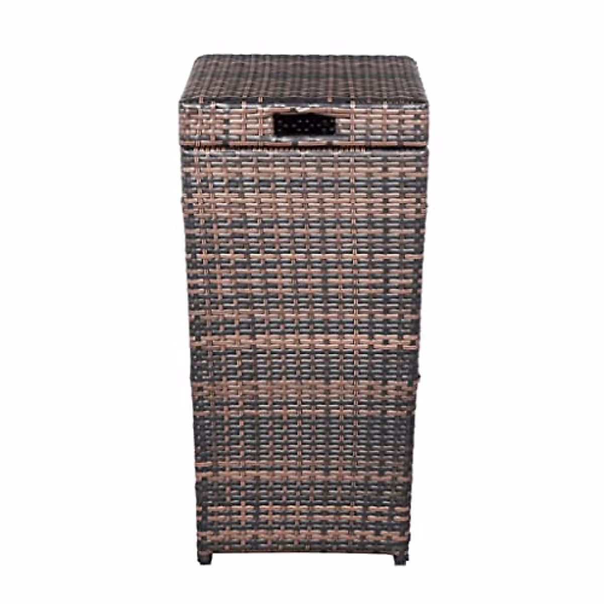 ZSEDP with Top Cover Iron Frame Rattan Trash Can Brown Gradient Outdoor Trash Can Warehouse