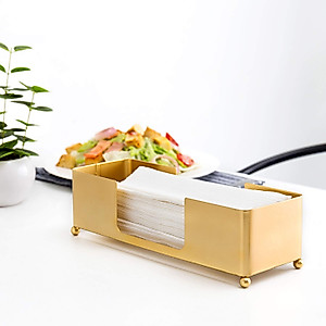 MyGift Modern Brass Tone Metal Tabletop Commercial Folded Paper Towel Holder Dispenser Tray