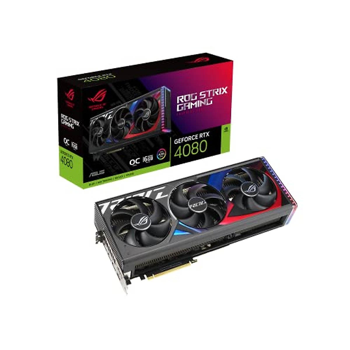 ASUS ROG Strix GeForce RTX® 4080 OC Edition Gaming Graphics Card (PCIe 4.0, 16GB GDDR6X, HDMI 2.1a, DisplayPort 1.4a)