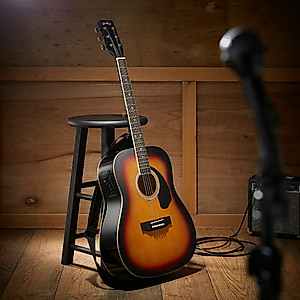 Ashthorpe Full-Size Dreadnought Acoustic-Electric Guitar Bundle - Premium Tonewoods - Sunburst