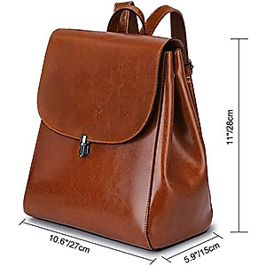 ACOMOO Women's Women's Leather Bag Wallet Daily Leisure Travel Small Backpack (Brown)