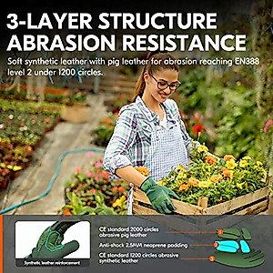 Vgo... 1-Pair Ladies' Synthetic Leather Gardening Gloves, Puncture-proof, Thornproof, Durability & Anti-shock Work Gloves, Touchscreen (Size S, Green, SL7471)