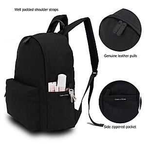 Cheryl & Wong Genuine Leather Trim Durable shoulder Strap Attachment Laptop Travel Backpack,Fit 15.6" Laptop (Heather black)