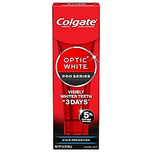 Colgate Optic White Pro Series Whitening Toothpaste with 5% Hydrogen Peroxide, Stain Prevention, 3 Oz Tube