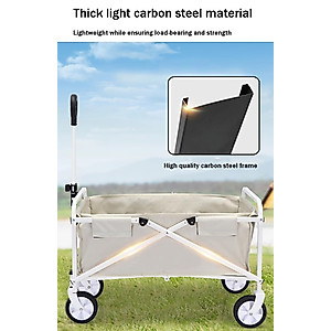 Folding Wagon Garden Cart,Camping Trolley Cart with Wheels Garden Beach Wagon Foldable Pull along Trolley for Beach,Camping,Weeding and Outdoor,White
