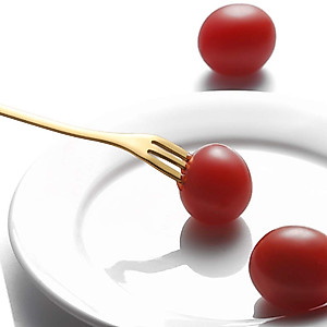 AnSaw 20-Pc Mini Gold Coffee Spoons & Dessert Forks Set, 4.7" Stainless Steel Leaf Handle, Ideal for Tea, Appetizers, Tastings - Perfect for Party, Charcuterie, Cocktails