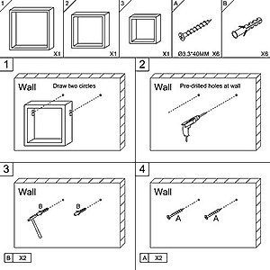 Coral Flower Rustic Shelves, Square Floating Wood Shadowbox, Home Decor, Set of 3., blue