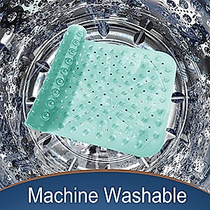 Yimobra Original Bath Tub Shower Mat Extra Long 16 x 40 Inches, Non-Slip with Drain Holes, Suction Cups, Machine Washable, Phthalate Free, Latex Free, BPA Free, Bathroom Mats, Clear Green