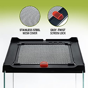 Reptile Tall Glass Terrarium, Vertical Tank Starter Kit, 8x8x12in Mini Front Open Door Cage, Full View Screen Habitat Ventilation Enclosure for Small Chameleon Snake Lizard Amphibians Geckos Frogs