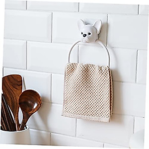Cabilock 1pc Towel Rack Plastic Hooks for Hanging Clothes Hanger Hooks Hanger Hooks for Plastic Hangers Countertop Towel Ring Hand Towel Holder Tower Rack Abs White Punch Free Ring Cute