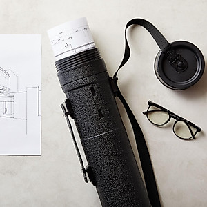 Juvale Poster Tube with Strap, Black Expandable Storage Tube, Holder, Container for Posters, Blueprints, Artwork, Map (30 to 49 Inches)