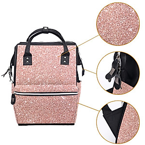Rose Gold Glitter Diaper Tote Bags Mummy Backpack Large Capacity Nappy Bag Nursing Traveling Bag for Baby Care