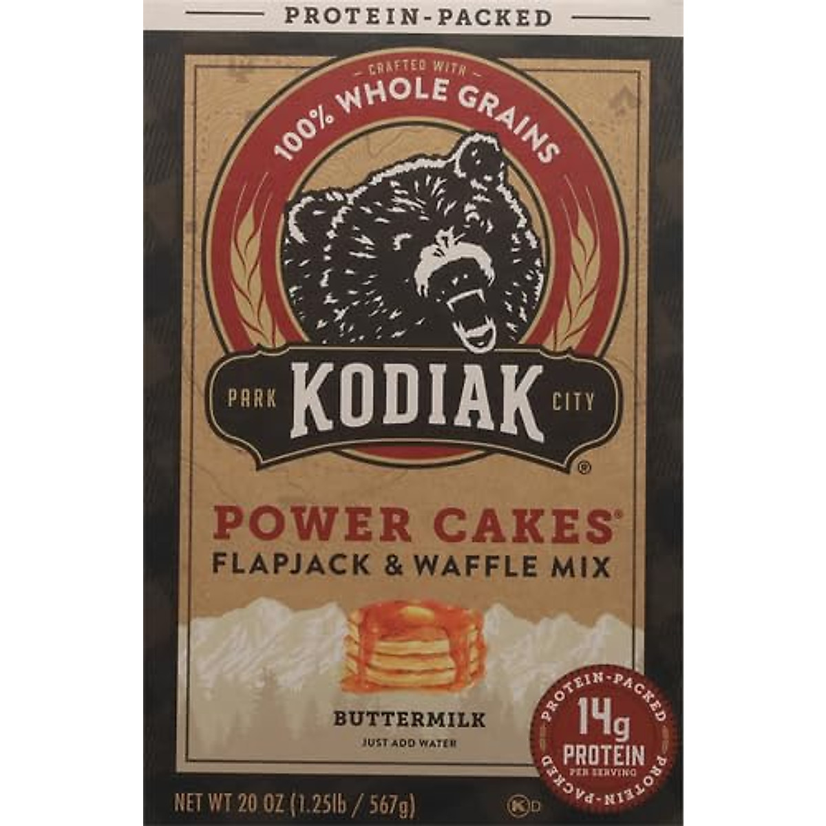 Kodiak Cakes Power Cakes All Natural Non GMO Protein Pancake/Flapjack/Waffle Mix, Buttermilk, 20 Ounce