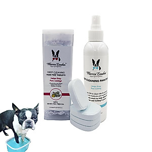 Warren London Deep Cleaning Paw Soak | Soothing Itchy Paw Relief for Dogs with Seaweed, Tea Tree Oil, & Aloe Vera | Anti Licking for Dogs Paws | 5 Minute Paw Spa Service at Home | Tablets & Spray