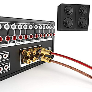 KabelDirekt – Banana Plugs – 5 Pairs (for Speaker Wire, AWG 10-16, Allow Flexible Connection to Speakers, amplifiers, A/V receivers, Power amplifiers & Stereo Systems, Fixing Screws, Gold Plated)