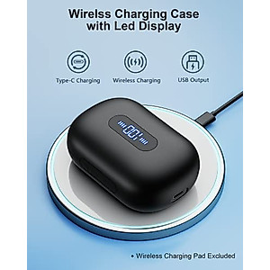 STADOR True Wireless Earbuds Bluetooth Headphones 100hrs Playback with Microphone Ear Hook in-Ear Buds Waterproof Earphones for Sports (Black)