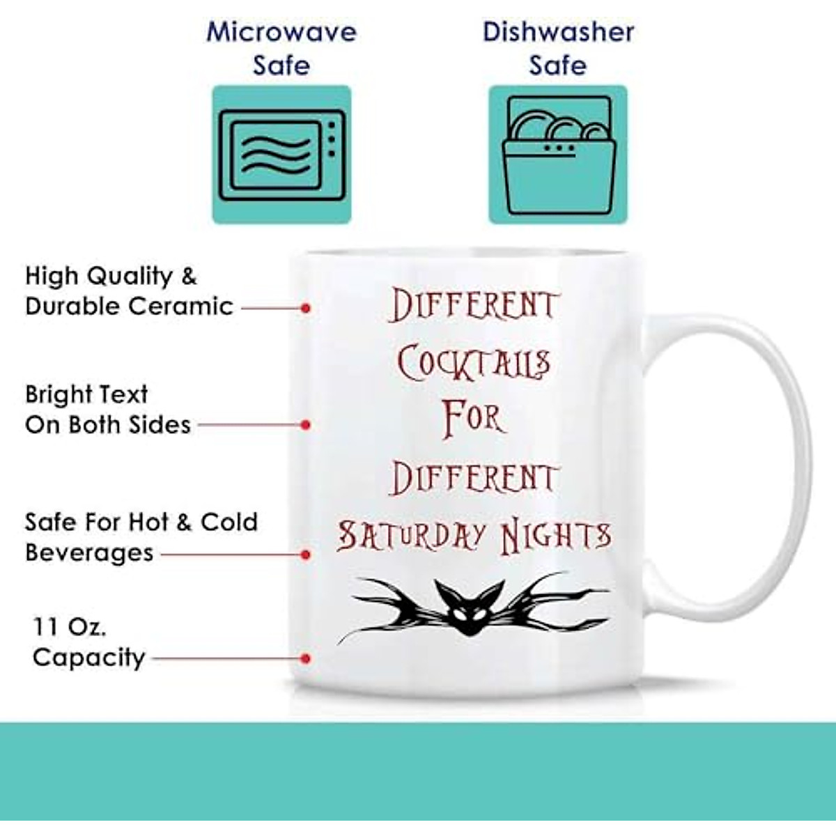 Cocktail Lovers Gift for Birthdays & Christmas, Great for Holy Saturday Nights - Navy Multicolor Unisex Sweat, 11 Oz White Ceramic Coffee Mug