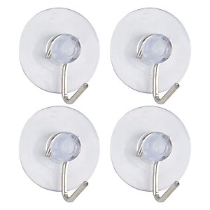 uxcell 4pcs Suction Cup Hooks 1 Inch Diameter Wall Hooks Hangers Removable Kitchen Bathroom Wall Vacuum Holder for Smooth Tile Glass