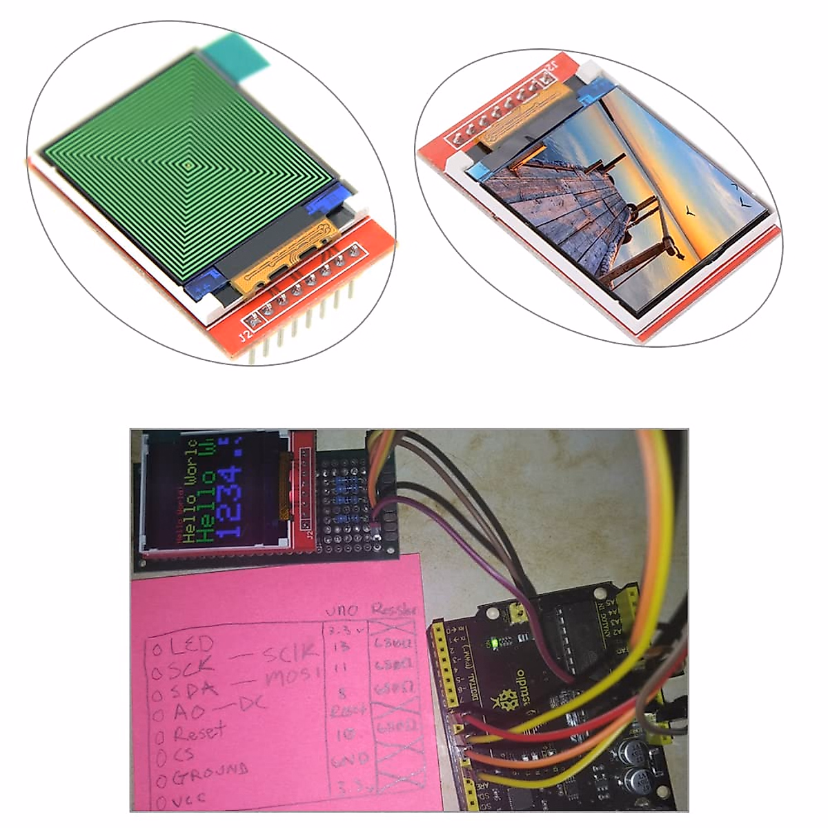 DIYmalls 1.44" TFT LCD Display Screen Module 3.3V RGB 65K 128x128 4-Wire SPI ST7735S for Arduino U NO Mega-2560
