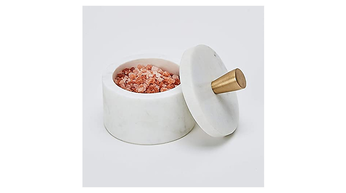 Queenza White Marble Salt Cellar with Lid - 3 Inch