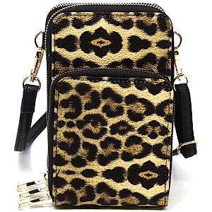MIZUBA Small Crossbody Cell Phone Purse Mini Messenger Shoulder Bag Crossbody Wallet with Credit Card Slots (A-Leopard)