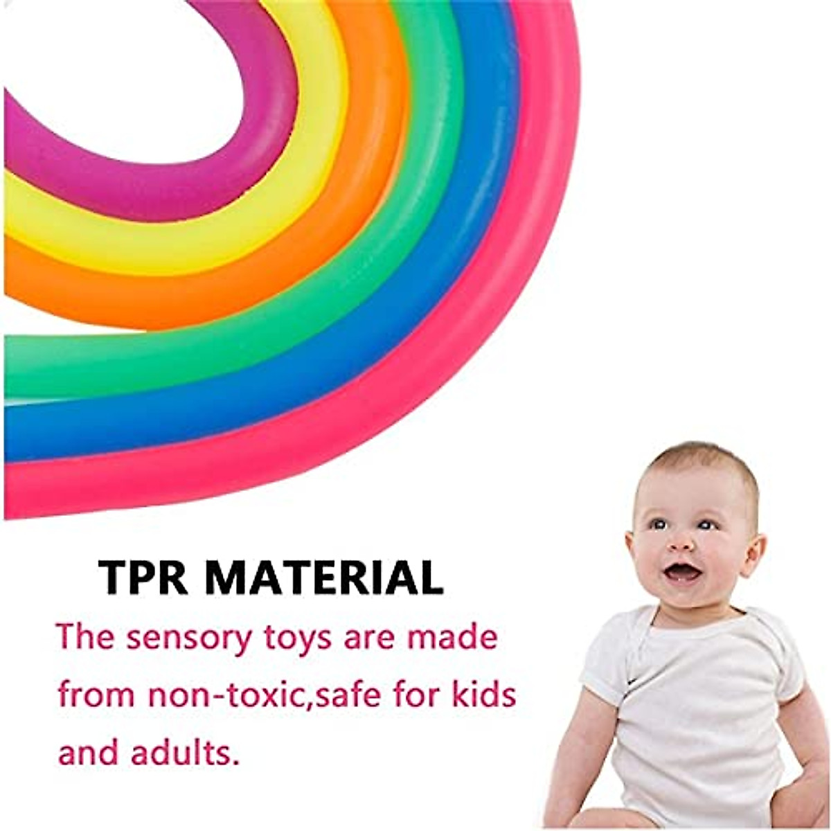 HYMONA 18 Packs Large Monkey Noodles 32CM/13 INCHES,Pull up to 7 feet (BPA/Phthalate/Latex-Free),Strengthen Stretchy Strings